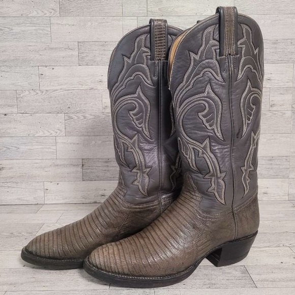 Hondo | Shoes | Mens Vintage Hondo Western Grey Lizard Leather Exotic ...